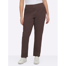 Schlupfhose Casual Looks, Damen, Gr. 195, Extrakurzgr&ouml;&szlig;en, braun (schoko), 65% Baumwolle, 33% Polyester, 2% Elasthan, unifarben, lang, Hosen Schlupfhose
