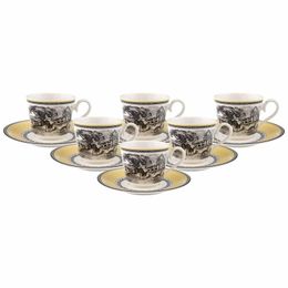 Villeroy & Boch Tasse VILLEROY & BOCH "Fr&uuml;hst&uuml;ckstassen mit Untertassen Audun Ferme 350 ml 6er Set bunt", bunt, Porzellan, Trinkgef&auml;&szlig;e, Tasse