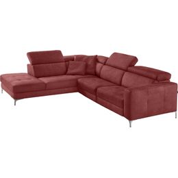 Ecksofa Egoitaliano "Matt, hoher Sitzkomfort und aufwendige Detailverarbeitung, L-Form", rot (marsala), B:285cm H:100cm T:221cm, Luxus-Micofaser Lederoptik (100% Polyester) ist ein neues technisches Gewebe mit einem visuellen und taktilen Aspekt, der dem Nubuk sehr nahe kommt, mit innovativen Eigenschaften. Seine au&szlig;erordentliche Weichheit kommt von einem exklusiven Produktionsprozess, der Unreinh
