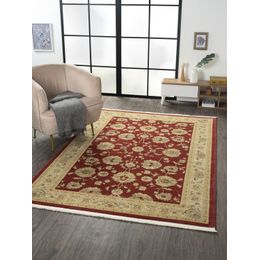 Teppich "Maryam 3", rot (weinrot, creme), B:160cm H:7,5mm L:230cm, Polypropylen (PP), MyFlair M&Ouml;BEL & ACCESSOIRES, Teppiche, Teppich, Kurzflor, Orient Optik, edler Glanz, besonders weich durch Microfaser