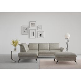 Sit & More Ecksofa SIT & MORE "Fashion L-Form", grau (hellgrau), B:250cm H:84cm T:207cm, Sofas, Ecksofa, wahlweise mit Kopfteilverstellung und Vorziehsitz, motorisch