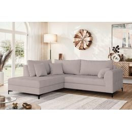 Ecksofa OTTO HOME "LEEVKE Design-Sofa mit Ottomane rechts/links bestellbar, Breite 232 cm", taupe, B:232cm H:80cm T:190cm, 100% Polyester, Sofas, Ecksofa, in vielen modernen Farben erh&auml;ltlich, belastbar bis 480 kg