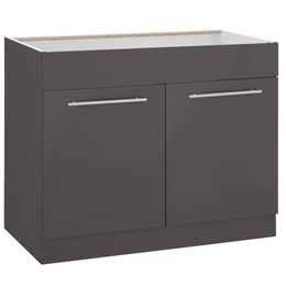 Wiho-K&uuml;chen Sp&uuml;lenschrank WIHO K&Uuml;CHEN "Flexi2", grau (front und korpus: anthrazit), B:100cm H:85cm T:57cm, Schr&auml;nke, Sp&uuml;lenschrank, Breite 100 cm