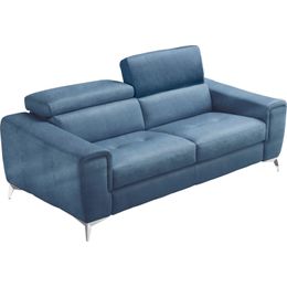 2,5-Sitzer Egoitaliano "Francine, Designsofa, Loungesofa, Breite 213 cm, Fu&szlig;farbe chrom", blau (ozeanblau), B:213cm H:100cm T:106cm, Luxus-Micofaser Lederoptik (100% Polyester) ist ein neues technisches Gewebe mit einem visuellen und taktilen Aspekt, der dem Nubuk sehr nahe kommt, mit innovativen Eigenschaften. Seine au&szlig;erordentliche Weichheit kommt von einem exklusiven Produktionsprozess, der Unr