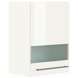 Glash&auml;ngeschrank Optifit "Bern", wei&szlig; (wei&szlig; hochglanz, wei&szlig;), B:50cm H:70,4cm T:34,9cm, Schr&auml;nke, Glash&auml;ngeschrank, Breite 50 cm, Front mit Milchglas-Einsatz, mit Metallgriff