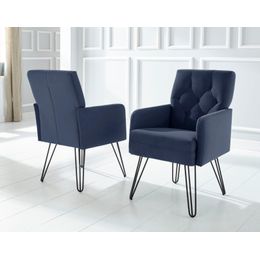 Sessel exxpo - SOFA FASHION "Doppio, Loungesessel mit Designuntergestell, bequem und elegant", blau (navy), B:61cm H:89cm T:67cm, Sessel, Sessel, aufwendige R&uuml;ckenverarbeitung, Breite 61 cm