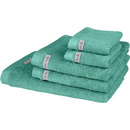 Handtuch Set Ross "Sinfonie", blau (karibik), 5 Stk., Frottier, Frottier, Obermaterial: 100% Baumwolle, Handtuch-Sets, Handtuch Set, beinhaltet Handt&uuml;cher, Badetuch und G&auml;stet&uuml;cher