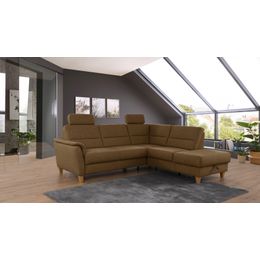 Ecksofa Home Affaire "Palmera L-Form, B: 236 cm", braun (messing), B:236cm H:89cm T:212cm, 100% Polyester;Struktur (100% Polyester);Luxus-Microfaser in Lederoptik (100% Polyester), Sofas, Ecksofa, optional Bettfunktion & Bettkasten, Federkern