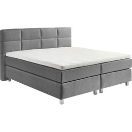 Boxspringbett, grau, B:175cm L:210cm, Bezug: 100% Polyester;Polsterung: 100% Polyester, Westfalia Schlafkomfort, Komplettbetten, Boxspringbett, wahlweise mit Kaltschaum-Topper