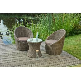 Garten-Essgruppe Garden Pleasure "MARIBOR", braun (braun, braun, braun), B:250cm H:80cm T:70cm, Glas, Polyrattan, Stahl, Sitzm&ouml;bel-Sets, Garten-Essgruppe, inkl. Sitzauflagen