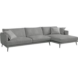 Ecksofa Egoitaliano "Sophia, Designsofa mit extrakomfortablem Sitzkomfort, Breite 274cm", grau (steingrau), B:274cm H:77cm T:154cm, Luxus-Micofaser Lederoptik (100% Polyester) ist ein neues technisches Gewebe mit einem visuellen und taktilen Aspekt, der dem Nubuk sehr nahe kommt, mit innovativen Eigenschaften. Seine au&szlig;erordentliche Weichheit kommt von einem exklusiven Produktionsprozess, der Unre