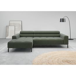Ecksofa Home Affaire "Ecksofa Claya, L-Form, Kopfteilverstellung, Breite 258 cm", oliv, B:258cm H:71cm T:179cm, 95% Polyester, 5% Nylon, Sofas, Ecksofa, Moderne Steppung, weicher Polsteraufbau & saugroboterfreundliche H&ouml;he