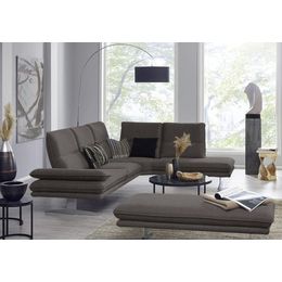 Ecksofa W.Schillig "broadway, Designsofa, mit tollem Sitzkomfort, L-Form", grau (anthrazit s22), B:284cm H:94cm T:224cm, Flachgewebe S22 (100% Polyester), Sofas, Ecksofa, Sitztiefenverstellung, Kopfteil- & Seitenteilverstellung, Breite 284cm