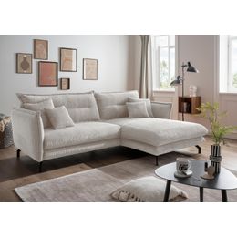 Ecksofa Home Affaire "LAVA Breite 255 cm, modern und elegant, aktuelle Kissenoptik, L-Form", silber, B:255cm H:94cm T:180cm, Sofas, Ecksofa, Armlehnen verstellbar