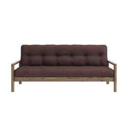Schlafsofa Karup Design "KNOB", braun, B:205cm H:79cm T:95cm, Matratzenmaterialzusammensetzung: Futonmatratze mit Knopfheftung, H&ouml;he 14 cm, aus recyceleten Mischfasern mit einem Kern aus 4 cm Schaumstoff. Matratzenf&uuml;llung: Baumwoll-Mix-F&uuml;llung 90-95% Baumwolle und 5-10% Polyester. Bezug: 80% Baumwolle, 20% Polyester, Sofas, Schlafsofa, mit Futonmatratze, verschiedene Farben, FSC-zertifiziert, Kief