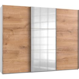 Schwebet&uuml;renschrank wimex "Level by fresh to go", wei&szlig; (wei&szlig;, plankeneichefarben), B:300cm H:236cm T:65cm, Schr&auml;nke, Schwebet&uuml;renschrank