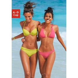 Push-Up-Bikini-Top Buffalo "Happy", Damen, Gr. 40, Cup A, gelb, Microfaser, Polyamid, unifarben, Bikini-Oberteile Push-Up-Bikini-Top, in mehreren Trendfarben