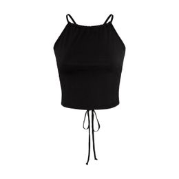 Crop-Top LSCN BY LASCANA, Damen, Gr. 44, schwarz, Jersey, Obermaterial: 95% Viskose, 5% Elasthan, unifarben, sehr figurbetont bauchfrei, amerikanischer Ausschnitt, Tops Crop-Top, mit Schn&uuml;rung hinten