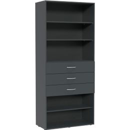 Standregal wimex "Multiraumkonzept", grau (grafit), B:80cm H:185cm T:40cm, Holzwerkstoff, Regale, Standregal, planbar und erweiterbar