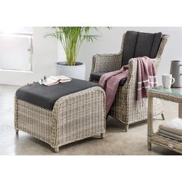 Gartenlounge-Set Destiny "LUNA CASA", wei&szlig; (vintage wei&szlig;, anthrazit), B:60cm H:87cm T:71cm, Polyrattan, Sitzm&ouml;bel-Sets, Gartenlounge-Set, Polyrattan, Sessel mit Fu&szlig;hocker, inkl. Auflagen