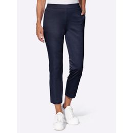 7/8-Hose Casual Looks, Damen, Gr. 42, Normalgr&ouml;&szlig;en, blau (marine), 97% Baumwolle, 3% Elasthan, unifarben, 7/8-L&auml;nge, Hosen 7/8-Hose