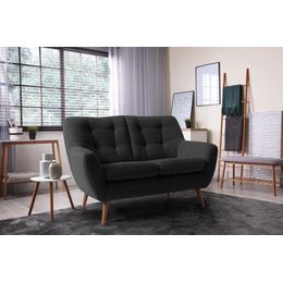2-Sitzer exxpo - SOFA FASHION "Scandi, bequem, aufwendige R&uuml;ckenpolsterung f&uuml;r mehr Sitzkomfort", grau (anthrazit), B:137cm H:92cm T:92cm, Sofas, 2-Sitzer, akuelle Farben in hochwertige Bezugsqualit&auml;ten, Holzfu&szlig;