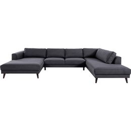 Wohnlandschaft Home Affaire "Lumber Jack, viel Platz, bequem, Breite 354cm, hoher Fu&szlig;, U-Form", grau (graphite), B:354cm H:85cm T:201cm, Sofas, Wohnlandschaft, in moderner Optik