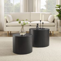 Couchtisch Salesfever "Coffeetable im 2er-Set: Stilvoller Mittelpunkt", schwarz (schwarz, schwarz), B:48cm H:38cm T:48cm, MDF mit Eschenholzfurnier, Tische, Couchtisch, mit Holzfurnier