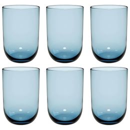 Longdrinkglas "Longdrinkbecher Like Glass 385 ml 6er Set", blau (ice), 6 tlg., Glas, LIKE. BY VILLEROY & BOCH, Trinkgef&auml;&szlig;e, Longdrinkglas
