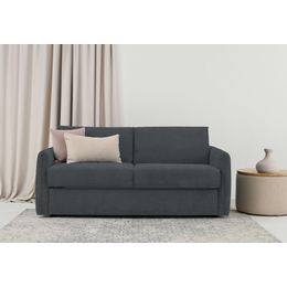 Schlafsofa Home Affaire "Bergamons", grau (anthrazit), B:189cm H:90cm T:97cm, 100% Polyester, Sofas, Schlafsofa, 2-Sitzer, mit Dauerschlaffunktion, inkl. Federkernmatratze, Lattenrost