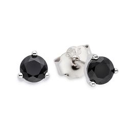 Paar Ohrstecker "Schmuck Geschenk Silberohrstecker", silberfarben, schwarz, schwarz, ANISTON JEWELRY & WATCHES, Ohrringe, Damen, 4mm, Silber 925 (Sterlingsilber), Paar Ohrstecker, mit Zirkonia (synth.)