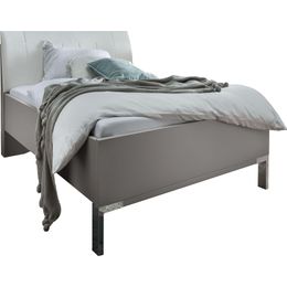 Futonbett Wiemann "Monaco, Bettgestell, Bettrahmen, komfortables Polsterkopfteil", grau (kieselgrau, wei&szlig;), B:109cm L:218cm, Betten, Futonbett, Polsterkopfteil aus Kunstleder, verschiedene Gr&ouml;&szlig;en, in Komforth&ouml;he