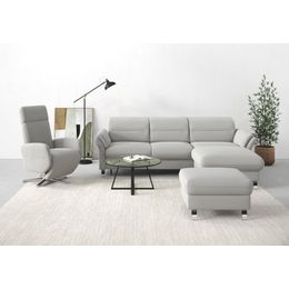 Sit & More Ecksofa SIT & MORE "Grenoble L-Form mit Federkern", silber, B:251cm H:85cm T:161cm, Sofas, Ecksofa, wahlweise mit Bettfunktion, Bettkasten, Arm- und Kopfteilverstellung