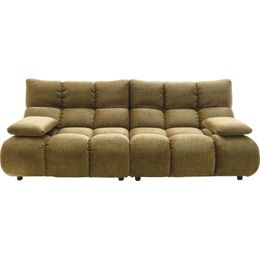 3-Sitzer Home Affaire "Cozy Bubble, mit klappbaren Armlehnen, Breite 220cm", messing, B:220cm H:85cm T:108cm, Sofas, 3-Sitzer, mit eleganter Steppung, Rundumbezug & weicher Polsterung