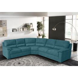 Ecksofa Egoitaliano "Doris, modernes Designerecksofa in hochwertigen Microfaserqualit&auml;ten", blau (teal), B:266cm H:90cm T:246cm, Luxus-Mikrofaser BLUSH (100% Polyester) ist ein innovatives Mikrofasergewebe mit wasser- und fleckenabweisenden Eigenschaften. Sie verhindert das Eindringen von Fl&uuml;ssigkeiten und &Ouml;len in das Textilgewebe. Mit einer neutralen Seifenl&ouml;sung k&ouml;nnen Flecken von Kaffee, Tee, W