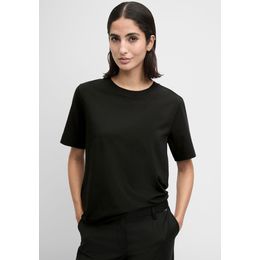 T-Shirt Cinque "CITANA", Damen, Gr. L (40), schwarz, Single Jersey, Obermaterial: 95% Baumwolle, 5% Elasthan, unifarben, regular fit h&uuml;ftlang, Rundhals, Shirts T-Shirt, mit Rundhalsausschnitt
