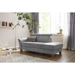 Recamiere Home Affaire "Conville", grau, B:194cm H:84cm T:93cm, 100% Polyester, Sofas, Recamiere, incl. Kopfteilverstellung, Federkern, wahlweise mit Bettkasten