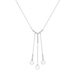 Collier "Collier mit S&uuml;&szlig;wasser-Perlen und Zirkonia, Silber 925", silber, Giorgio Martello MILANO, Halsketten, Damen, Silber 925 (Sterlingsilber), Collier