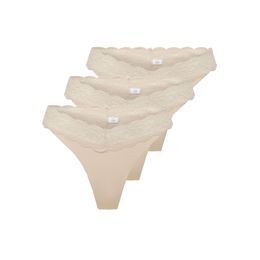 Tanga Only "ONLCHLOE LACE S.S THONG 3-PACK ACC", Damen, Gr. XL (42), 3 Stk., peach taffy pack:x3, Obermaterial: 75% Nylon, 25% Elasthan, unifarben, figurbetont, Unterhosen Tanga