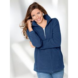 Fleecejacke Classic Basics, Damen, Gr. 54, blau (nachtblau), 100% Polyester, unifarben, figurumspielend, Jacken Fleecejacke