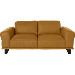 2-Sitzer W.Schillig "montanaa", gelb (kurkuma z69), B:192cm H:78cm T:94cm, Sofas, 2-Sitzer, mit Metallkufen in Schwarz pulverbeschichtet, Breite 192 cm