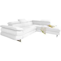 Ecksofa COTTA "Solution L-Form", wei&szlig; (altwei&szlig;), B:279cm H:73cm T:228cm, Sofas, Ecksofa, mit Arm- & Kopfteilverstellung, wahlweise mit Bettfunktion