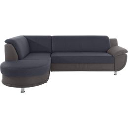 Ecksofa Trendmanufaktur "Rondo 3, zeitlos und bequem, Materialmix, breite Armlehnen, L-Form", grau (grau, dunkelgrau), B:265cm H:85cm T:190cm, Kunstleder SOFTLUX / Struktur (77% Polyester; 23% Polyacryl);Luxus-Microfaser ALCAZAR (100% Polyester) / Feinstruktur (100% Polyester), Sofas, Ecksofa, wahlweise mit Federkern f&uuml;r mehr Komfort, wahlweise mit Bettfunktion