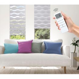 Elektrisches Rollo GOOD LIFE "Wave - SMART HOME" Gr. 4, grau (hellgrau, wei&szlig;, wei&szlig;), B:80cm H:150cm, Kunststoff, Metall, Polyester, Rollos, Elektrisches Rollo, mit Fernbedienung