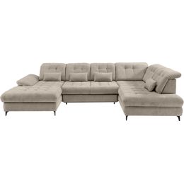 Wohnlandschaft Home Affaire "Delphino", taupe, B:358cm T:216cm, 100% Polyester, Sofas, Wohnlandschaft