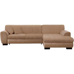 Ecksofa Home Affaire "Nika zeitlos und elegant, L-Form", braun (caf&eacute;), B:277cm H:84cm T:84cm, Primabelle-Microfaser (100% Polyester);Struktur (70% Polyacryl, 30% Polyester), Sofas, Ecksofa, wahlweise mit Bettfunktion, auch in Cord