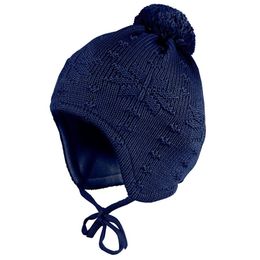 Strickm&uuml;tze MaxiMo, Jungen, Gr. 47, blau (marine), Obermaterial: 100% Baumwolle. Futter: 85% Baumwolle, 15% Polyamid, M&uuml;tzen Strickm&uuml;tze, mit Norwegerstern, Pompon und Bindeband
