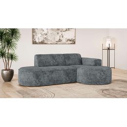 Ecksofa OTTO HOME "ADELLA Design-Sofa mit Recamiere rechts/links, 248/159/76 cm", dunkelgrau, B:248cm H:76cm T:159cm, 100% Polyester, Sofas, Ecksofa, L-Form mit Wellenunterfederung, runde Form, auch in Cord