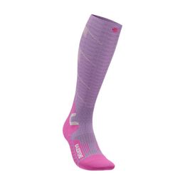 Sportsocken Bauerfeind "SKI TOURING COMPRESSION SOCKS", Damen, Gr. 35-38, lila, l, Obermaterial: 57% Polyamid, 38% Wolle, 5% Elasthan, Socken Sportsocken, mit Bel&uuml;ftungszonen, mit Zonenkompression