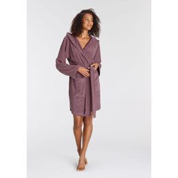 Bademantel Vivance Dreams, Damen, Gr. XXL/48 (50), lila (mauve), Baumwoll-Mix, unifarben, Kurzform, Hausm&auml;ntel Bademantel, in Mini L&auml;nge